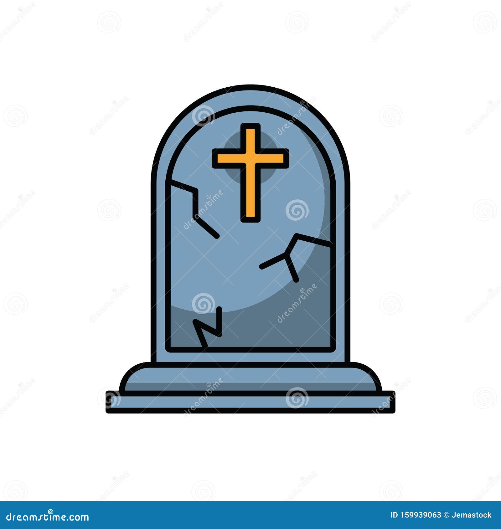 Cemetery Graveyard with Cross Icon Stock Vector - Illustration of stone ...