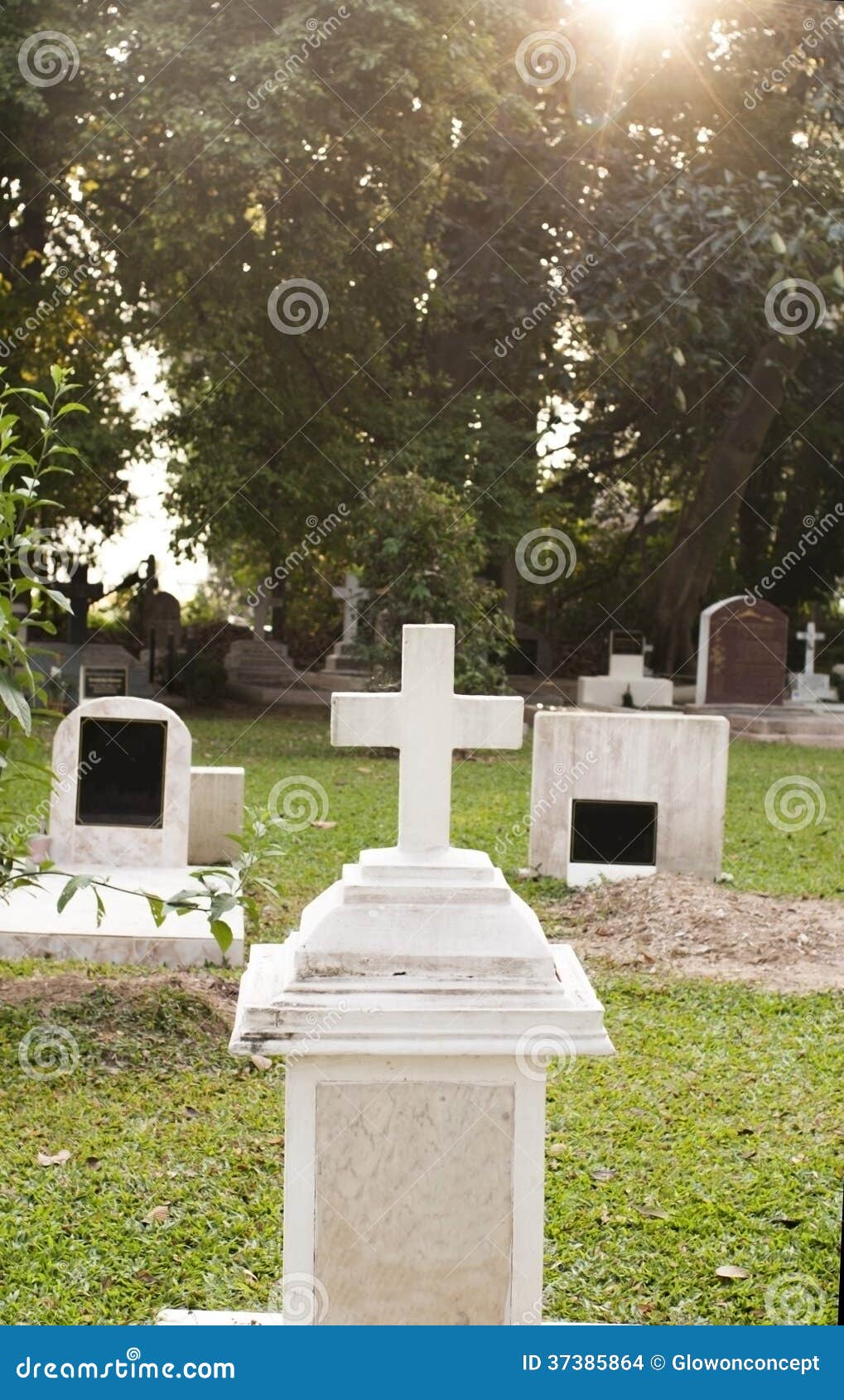 Cemetery Graveyard in the Morning Stock Photo - Image of sign, dawn ...