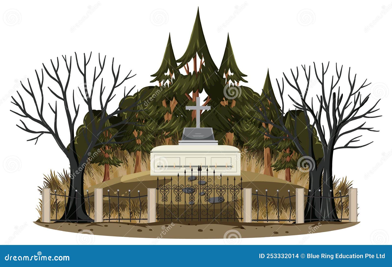 Cemetery Graveyard Scene Isolated Stock Vector - Illustration of clip ...