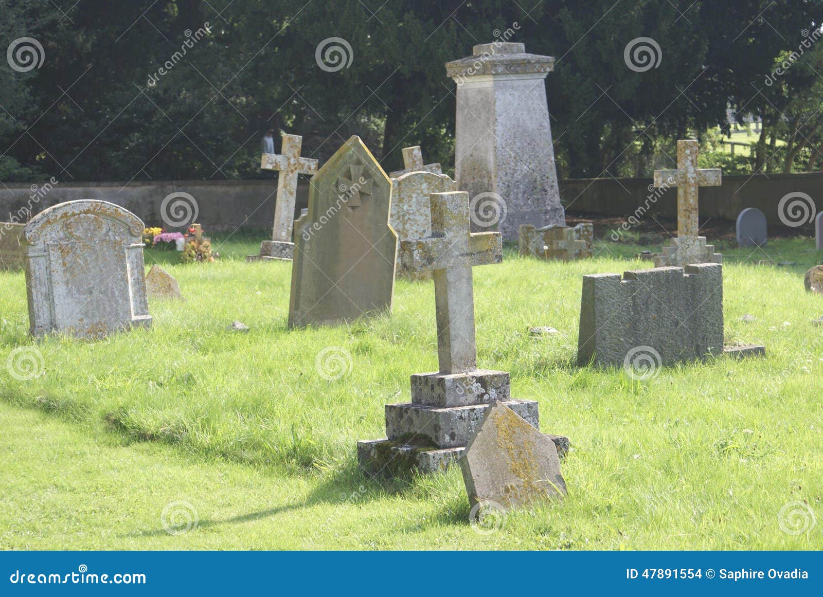 Cemetery. Headstones. Graveyard. Tombs. Graves. Stock Photo - Image of ...