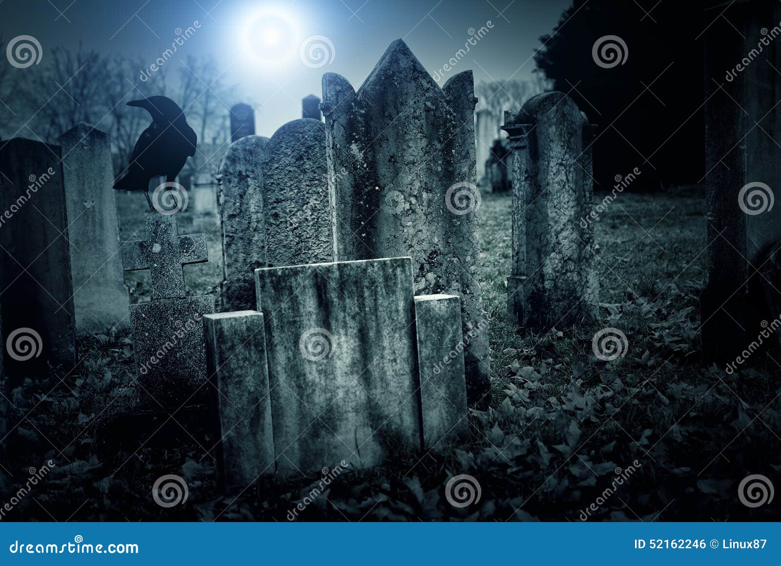 Cemetery night stock photo. Image of dirty, halloween - 52162246