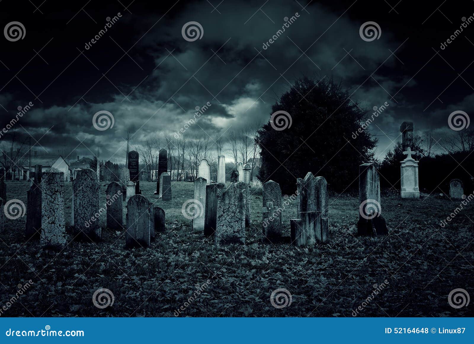 Night Cemetery. Burning Candles In The Cemetery At Night. Background ...