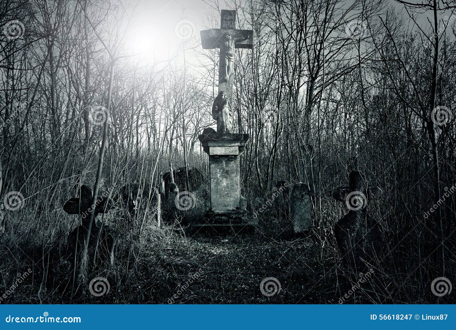 Cemetery night stock image. Image of dramatic, horror - 56618247