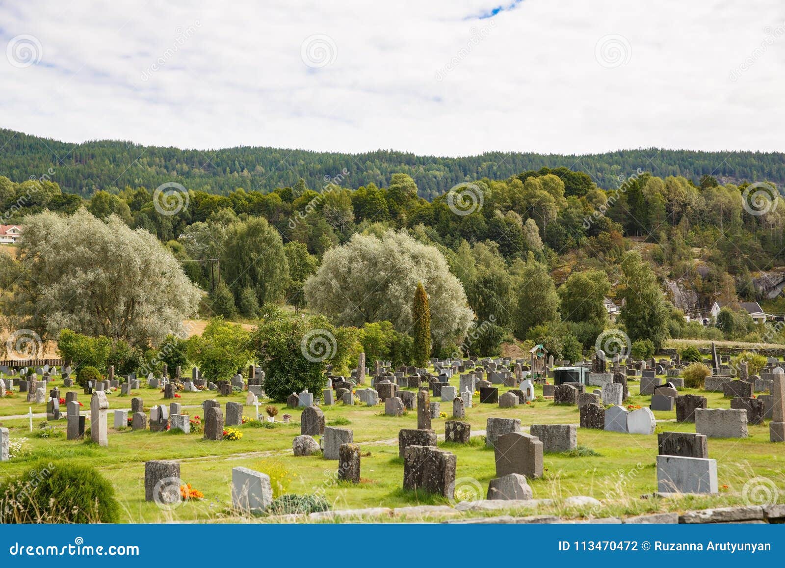 Cemetery in Norway stock photo. Image of rural, lawn - 113470472