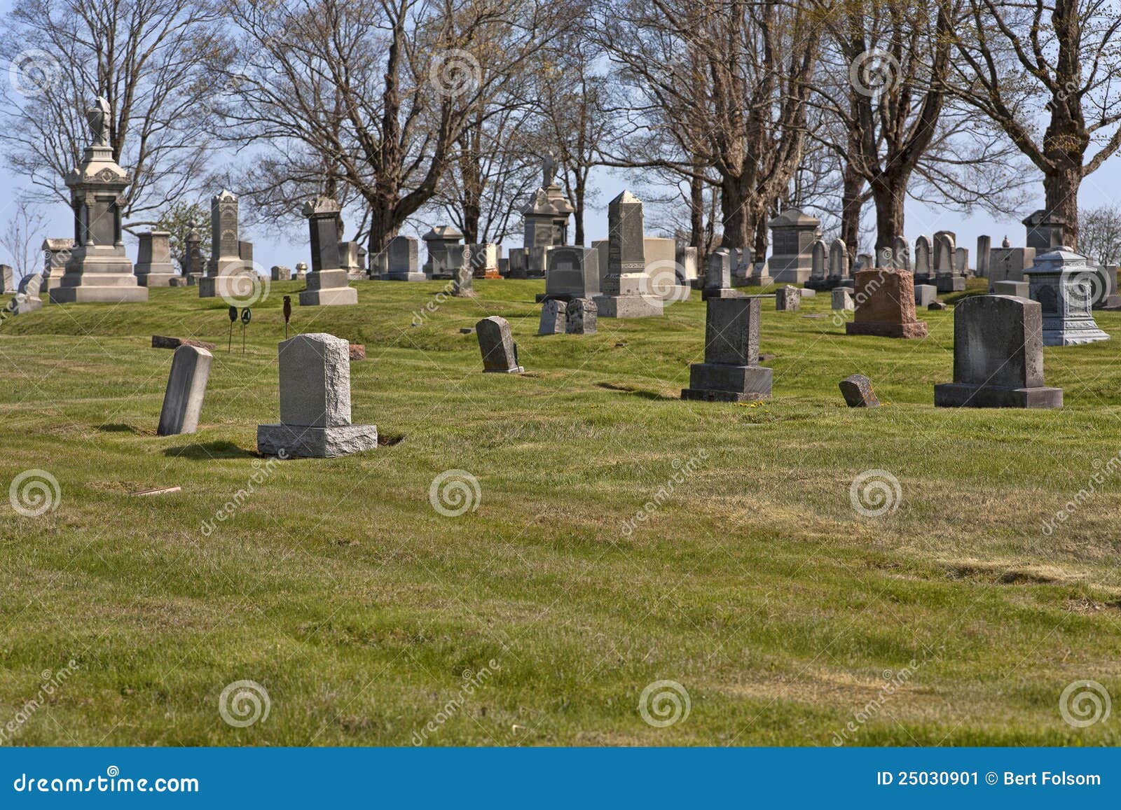 Cemetery in spring stock image. Image of landscape, gravestones - 25030901
