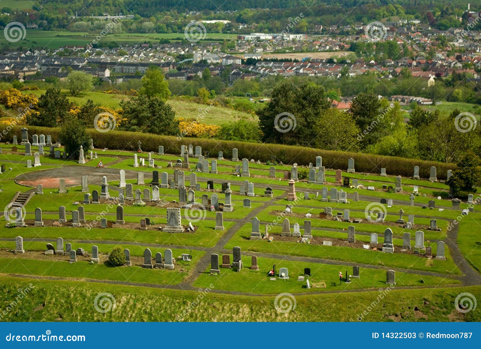 Cemetery Or Graveyard In The Night With Dark Sky And White Clouds ...