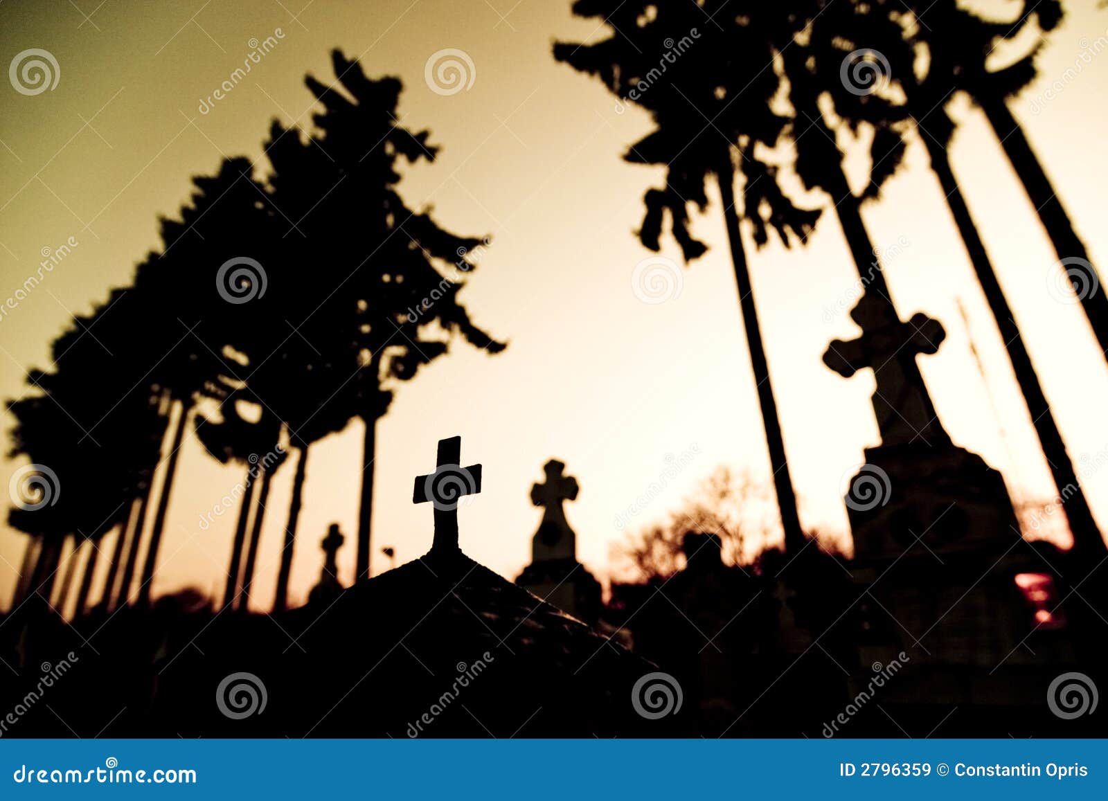 Cemetery at sunset stock image. Image of funeral, dark - 2796359