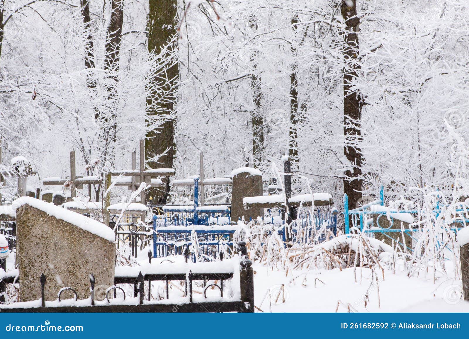 Cemetery in Winter Under the Snow. Cemetery in the Snow Cover Stock ...