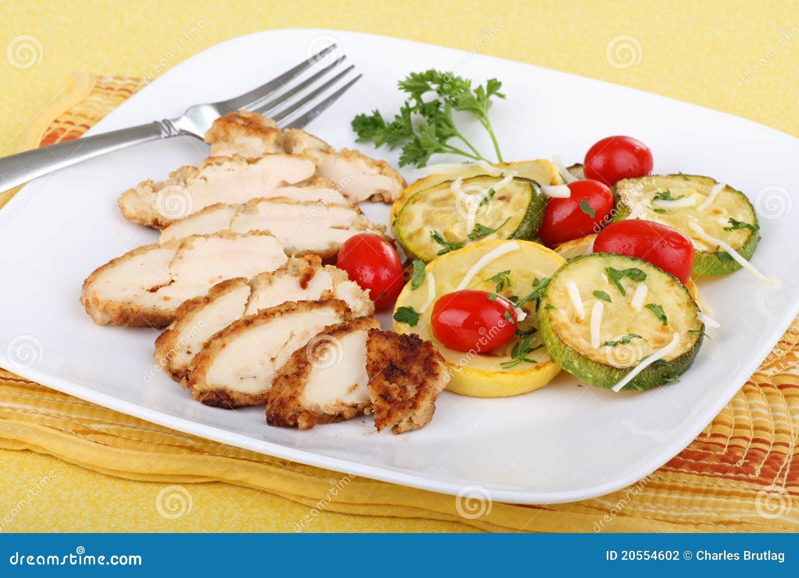 Cena del pecho de pollo foto de archivo. Imagen de rebanada - 20554602