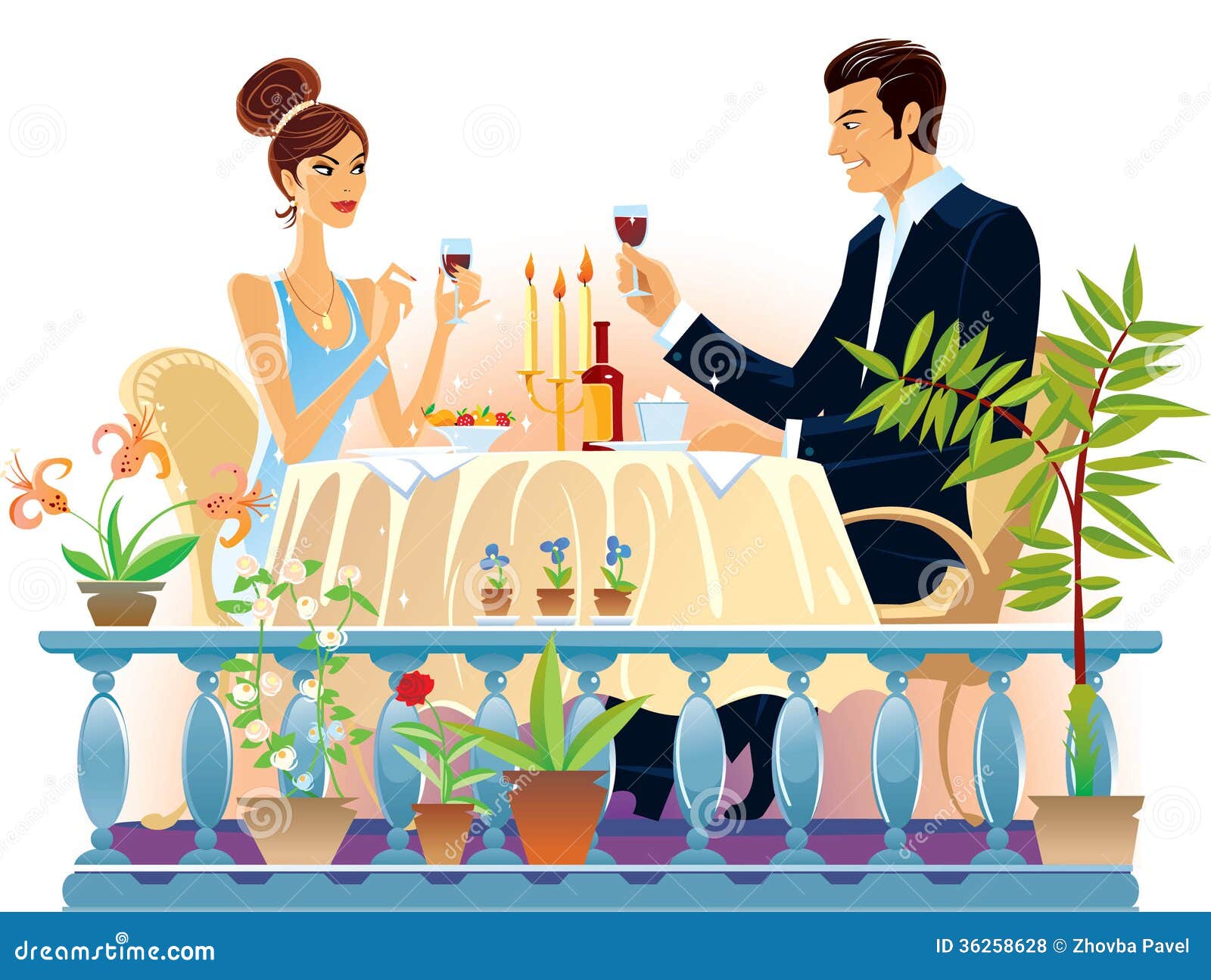 Cena di sera. illustrazione di stock. Illustrazione di amore - 36258628
