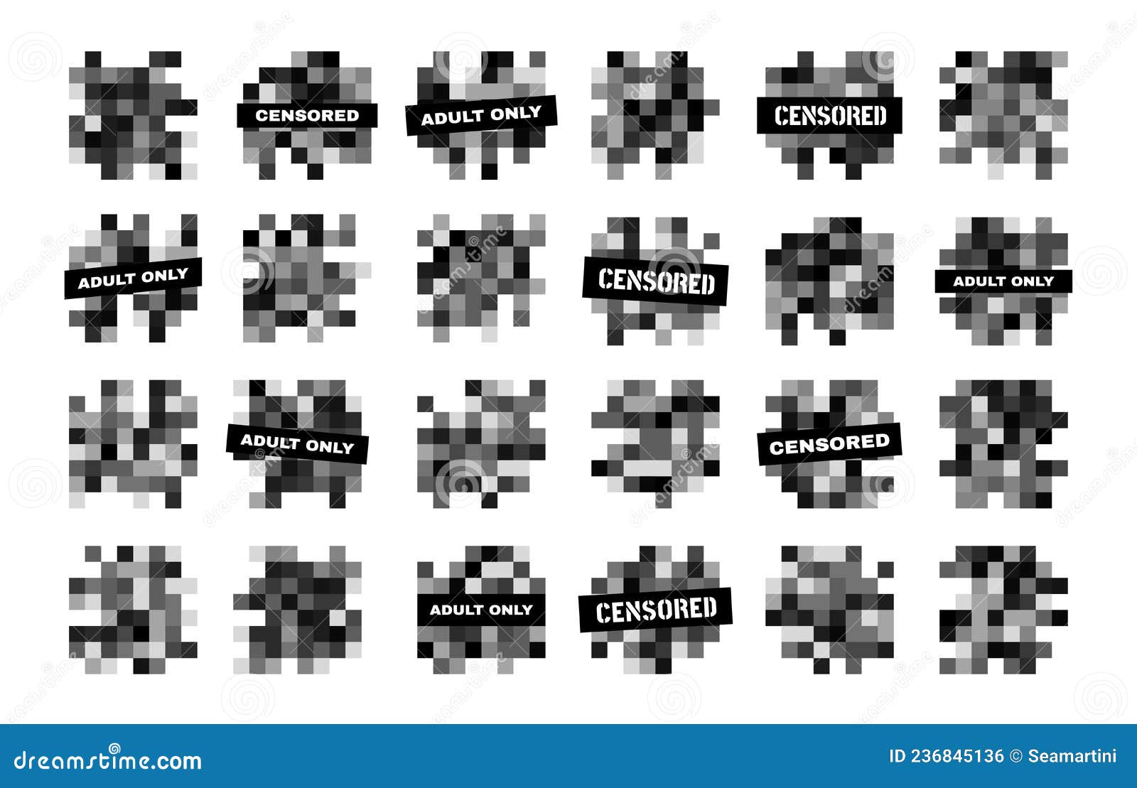 Censor Mosaic Pixel Blue Bars, Blurred Censorship Stock Vector ...