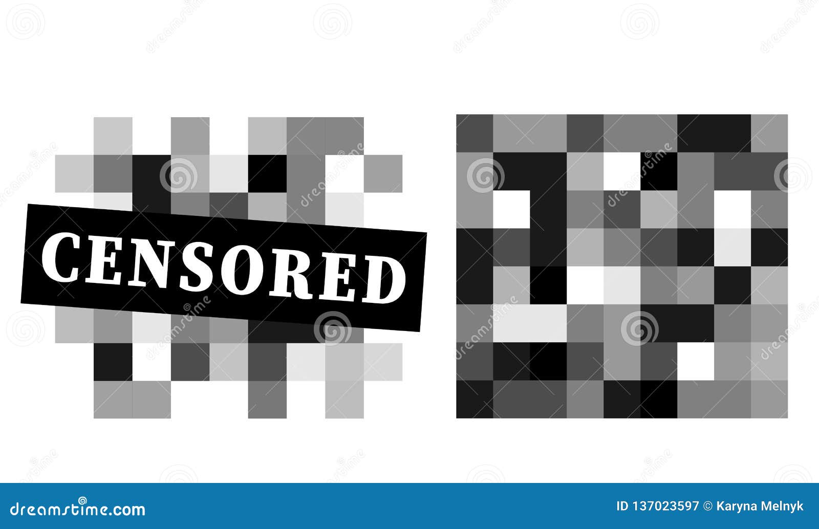 Set of Pixel Censored Signs. Stock Vector - Illustration of digital ...