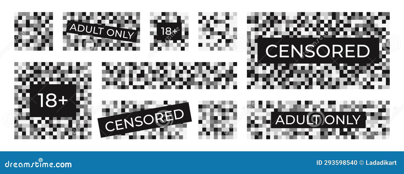 Censored Elements Different Design. Pixel Blurred Squares, Censor ...