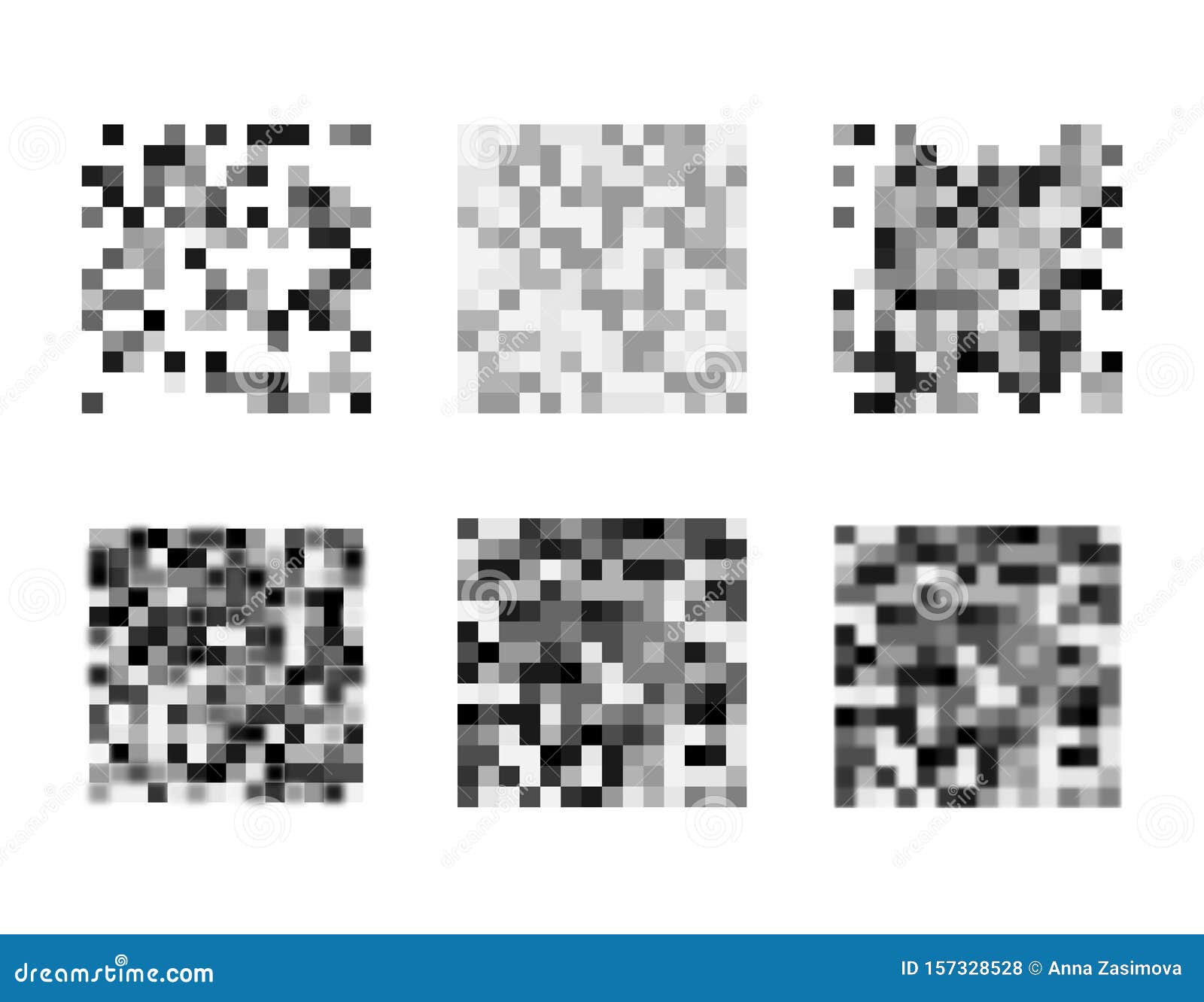 Censored Pixel Bar. Set Of Blurred Censorship Background. Nudity Or ...