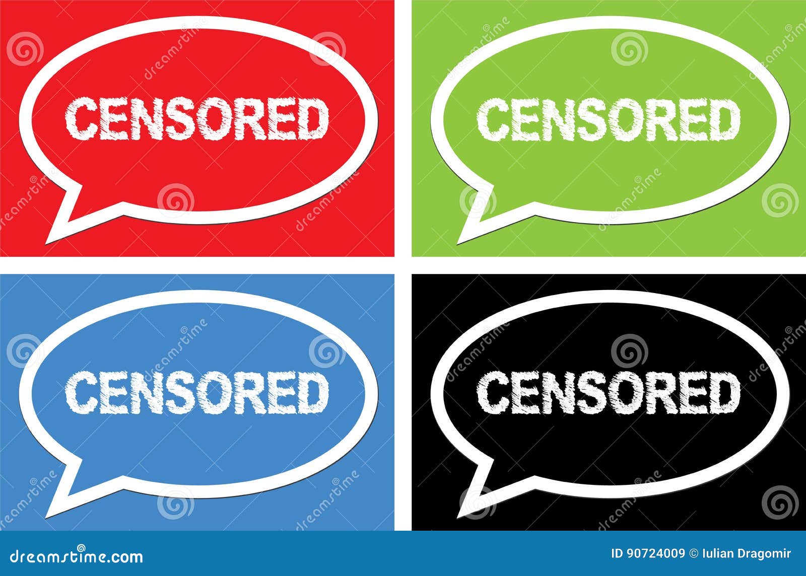 CENSORED Text, on Ellipse Speech Bubble Sign. Stock Illustration ...