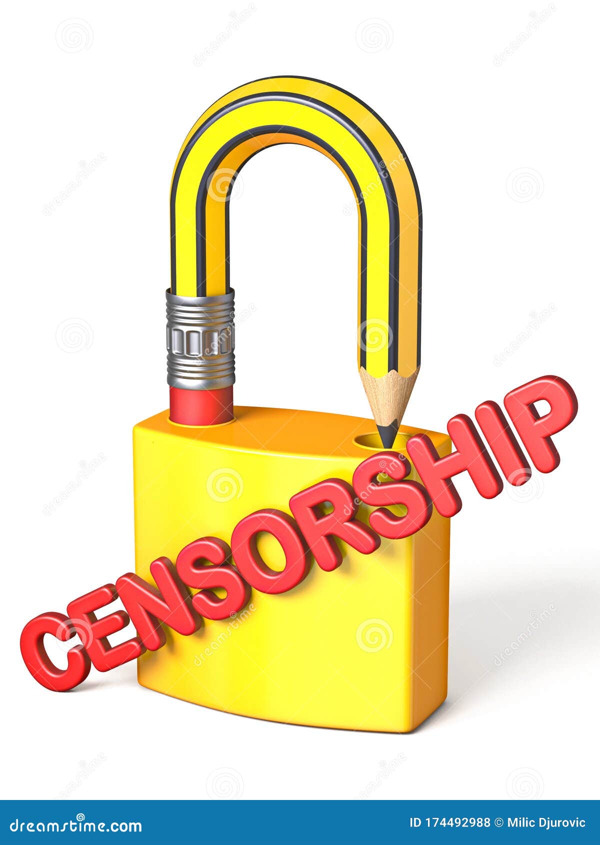 Censorship concept 3D stock illustration. Illustration of metaphorical ...