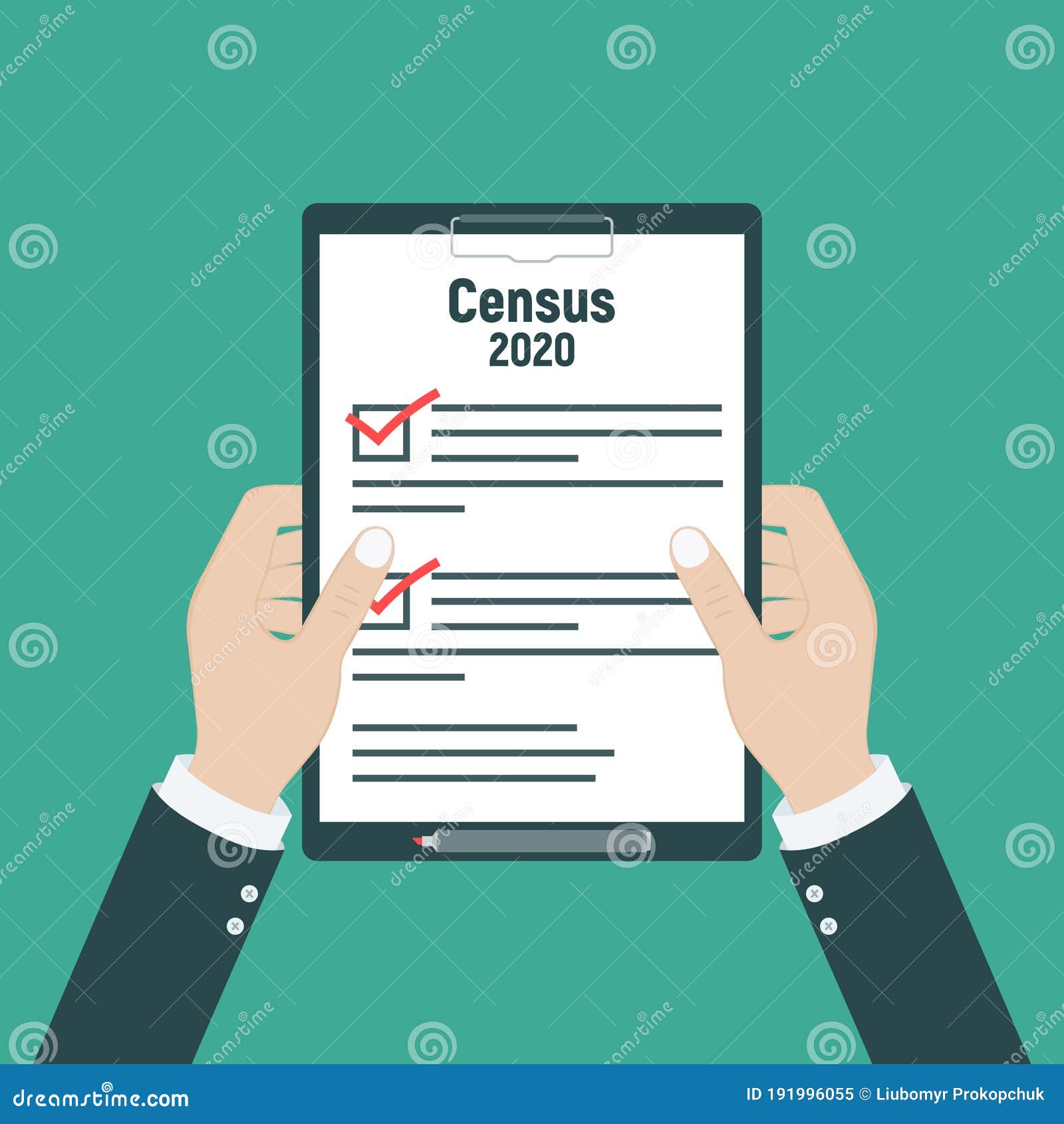 Census 2020. Clipboard in Pen in Hand. Vector Illustration Flat Design ...