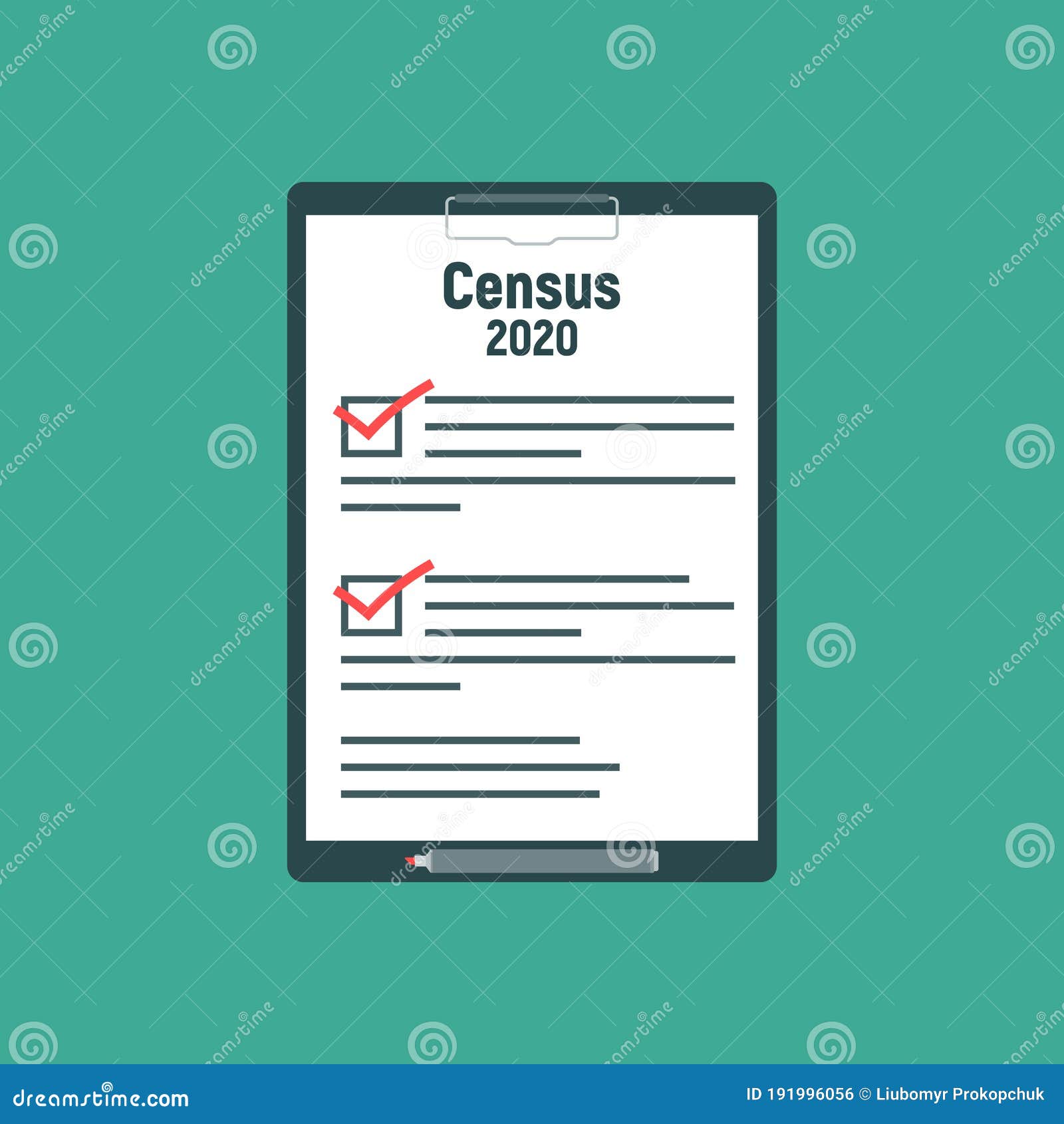 Census. Clipboard In Pen In Hand. Vector Illustration Flat Design ...