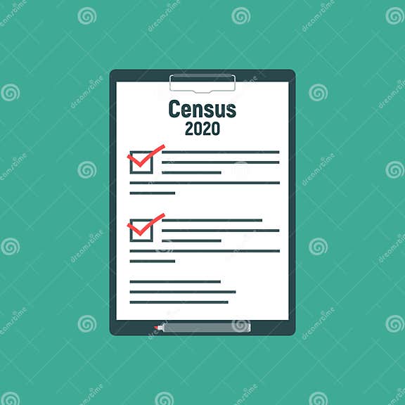 Census 2020. Clipboard in Pen in Hand. Vector Illustration Flat Design ...