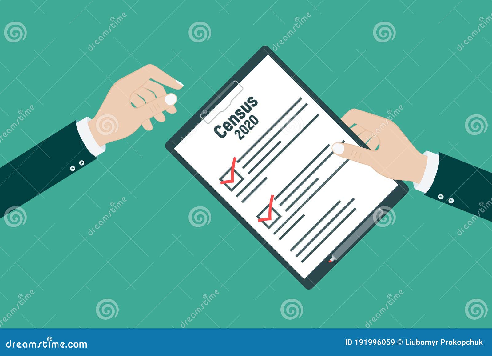 Census. Clipboard In Pen In Hand. Vector Illustration Flat Design ...