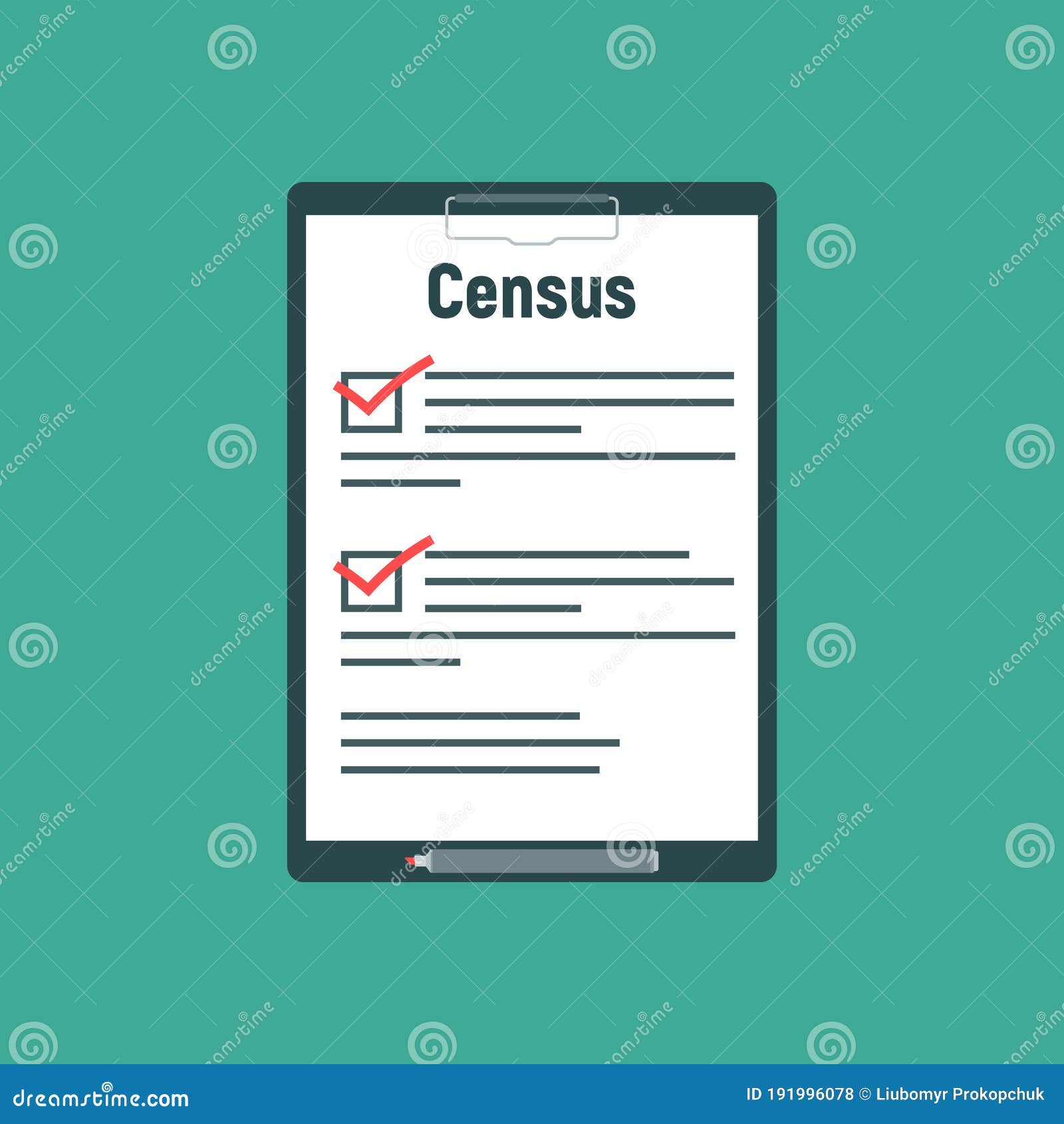 Census. Clipboard in Pen in Hand. Vector Illustration Flat Design Stock ...
