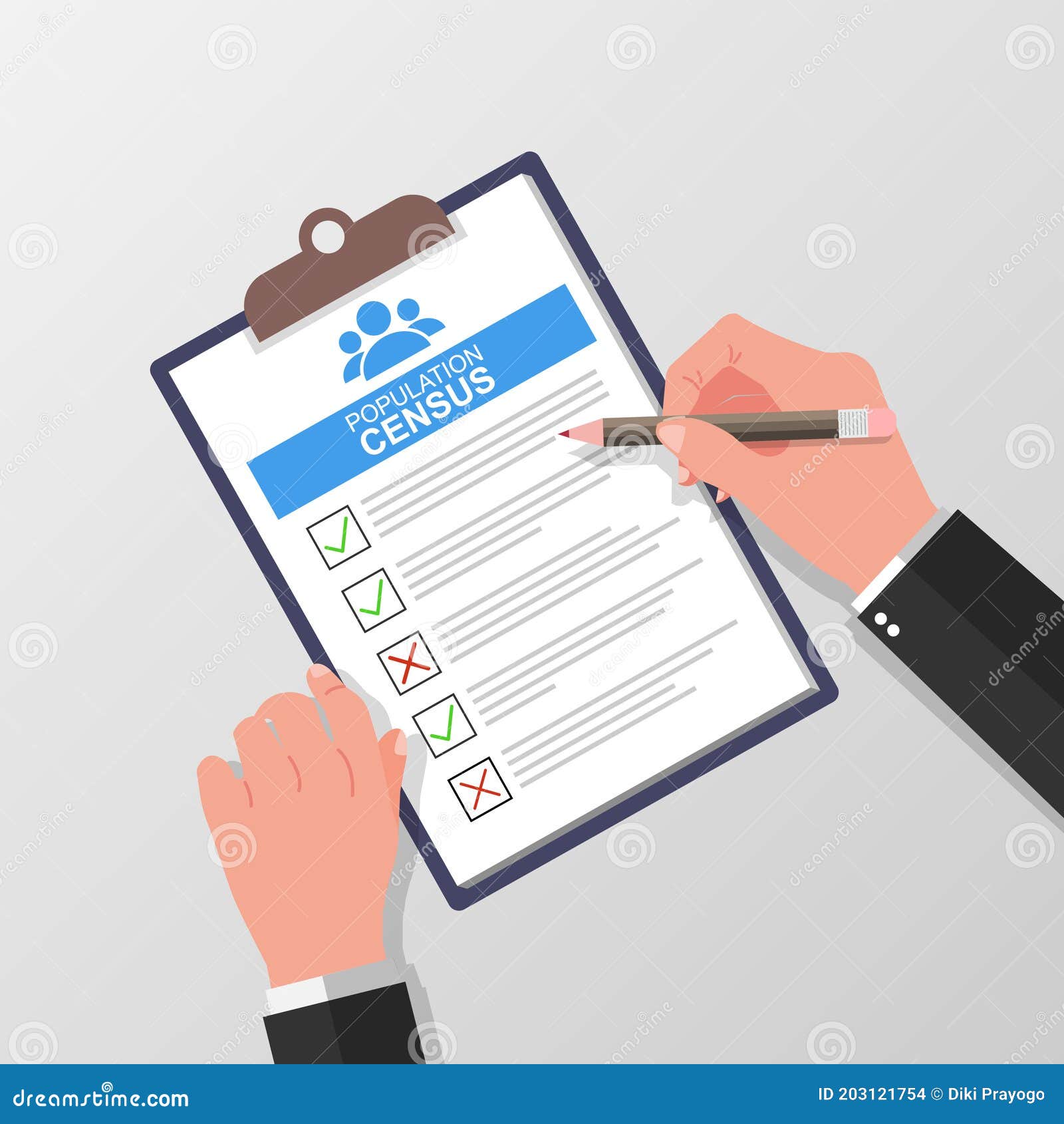 Census. Clipboard In Pen In Hand. Vector Illustration Flat Design ...