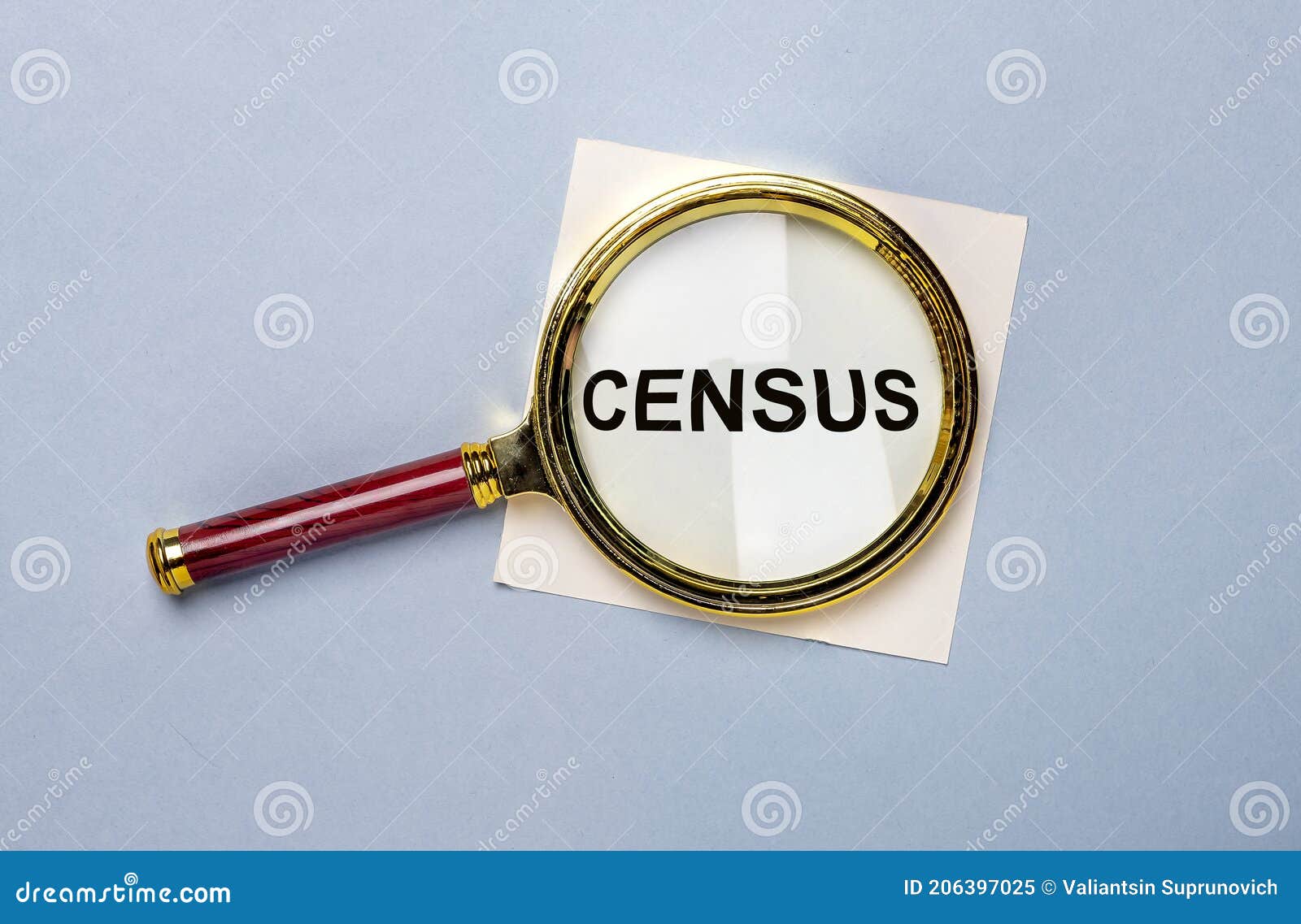 Census Word through Magnifier Over Blue Background Stock Image - Image ...