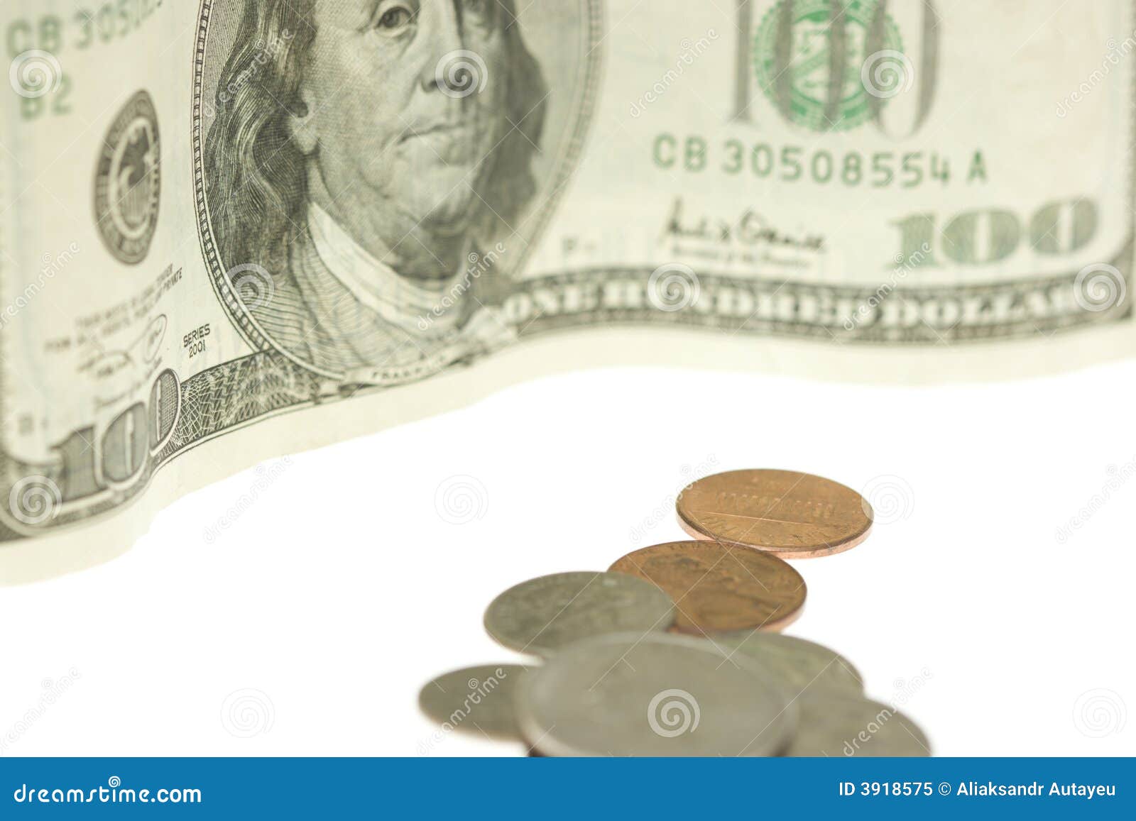 Cent By Cent. Cents And A Hundred Bill Picture. Image: 3918575