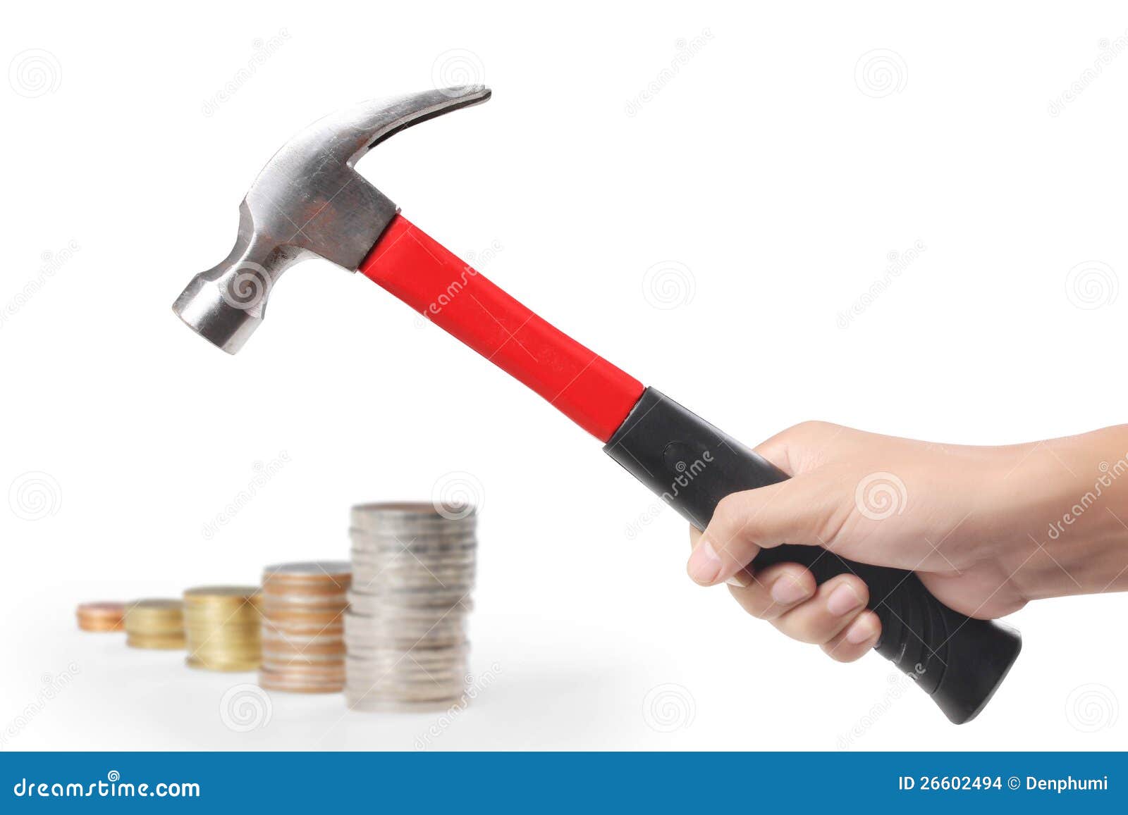 Cent coin and a hammer stock photo. Image of business - 26602494
