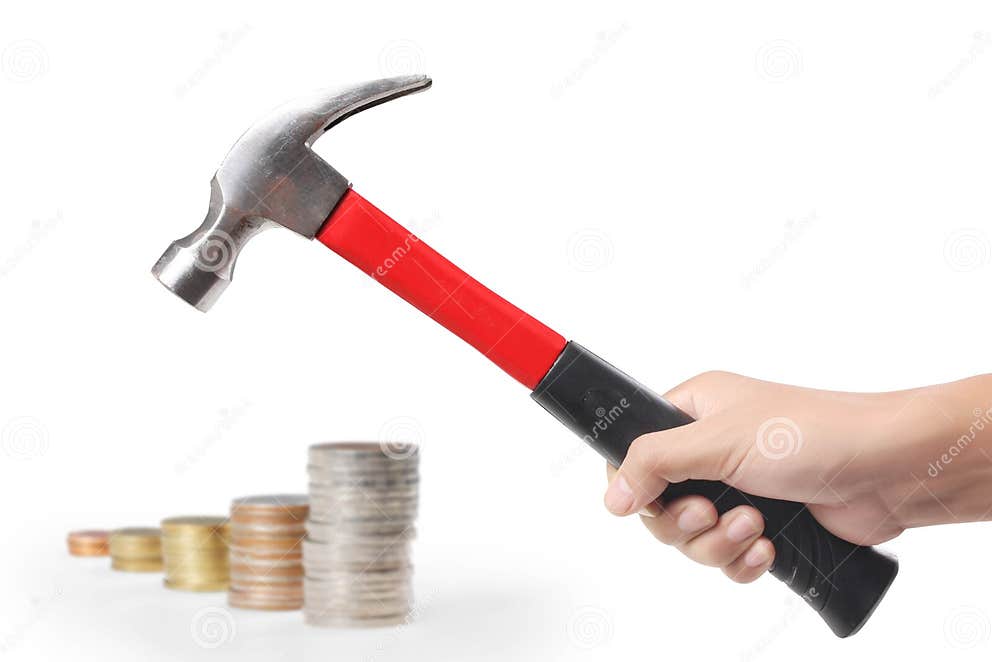 Cent coin and a hammer stock photo. Image of business - 26602494