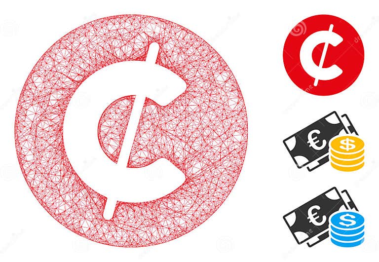 Cent Coin Polygonal Web Vector Mesh Illustration Stock Vector ...