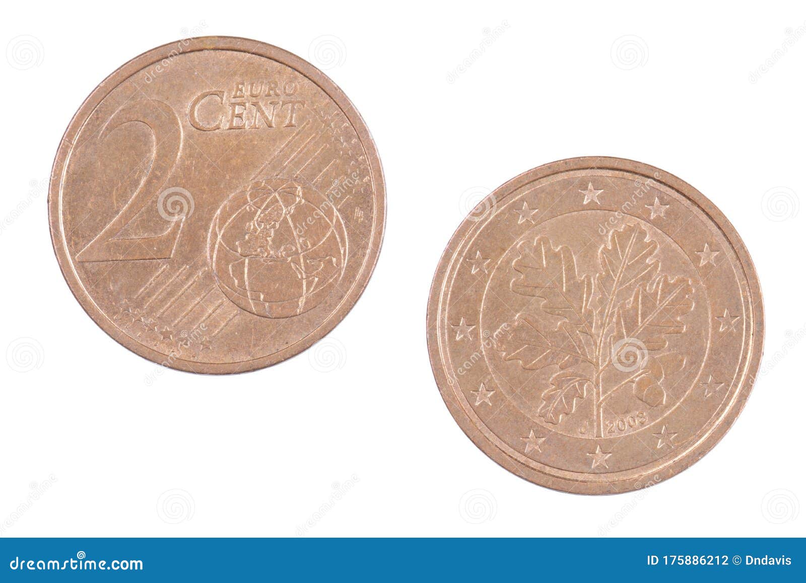 2 Cent Euro Coin Isolated on a White Background Stock Photo - Image of ...