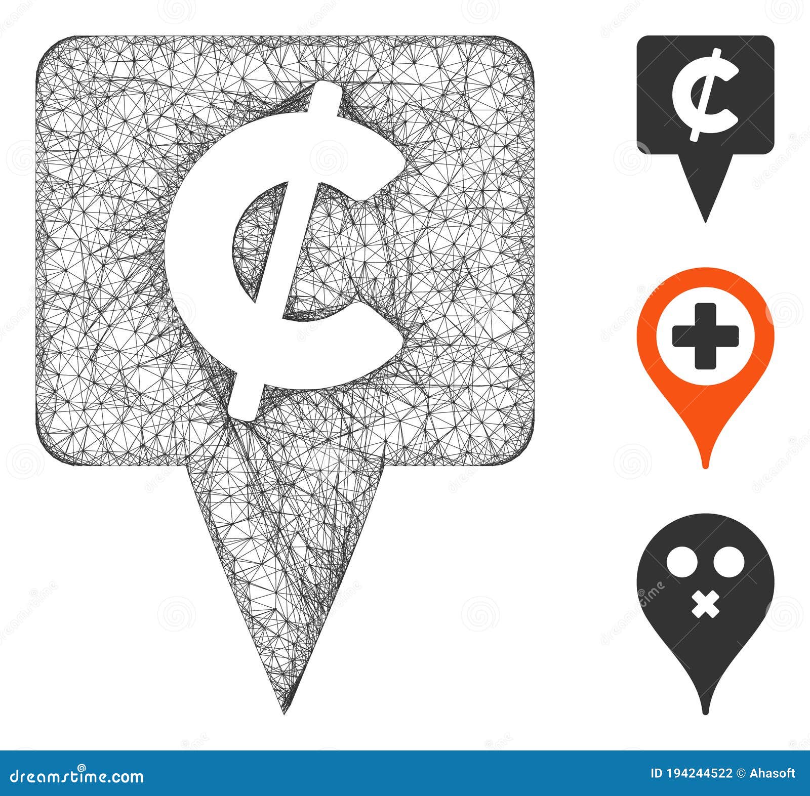 Cent Map Pointer Polygonal Web Vector Mesh Illustration Stock Vector ...