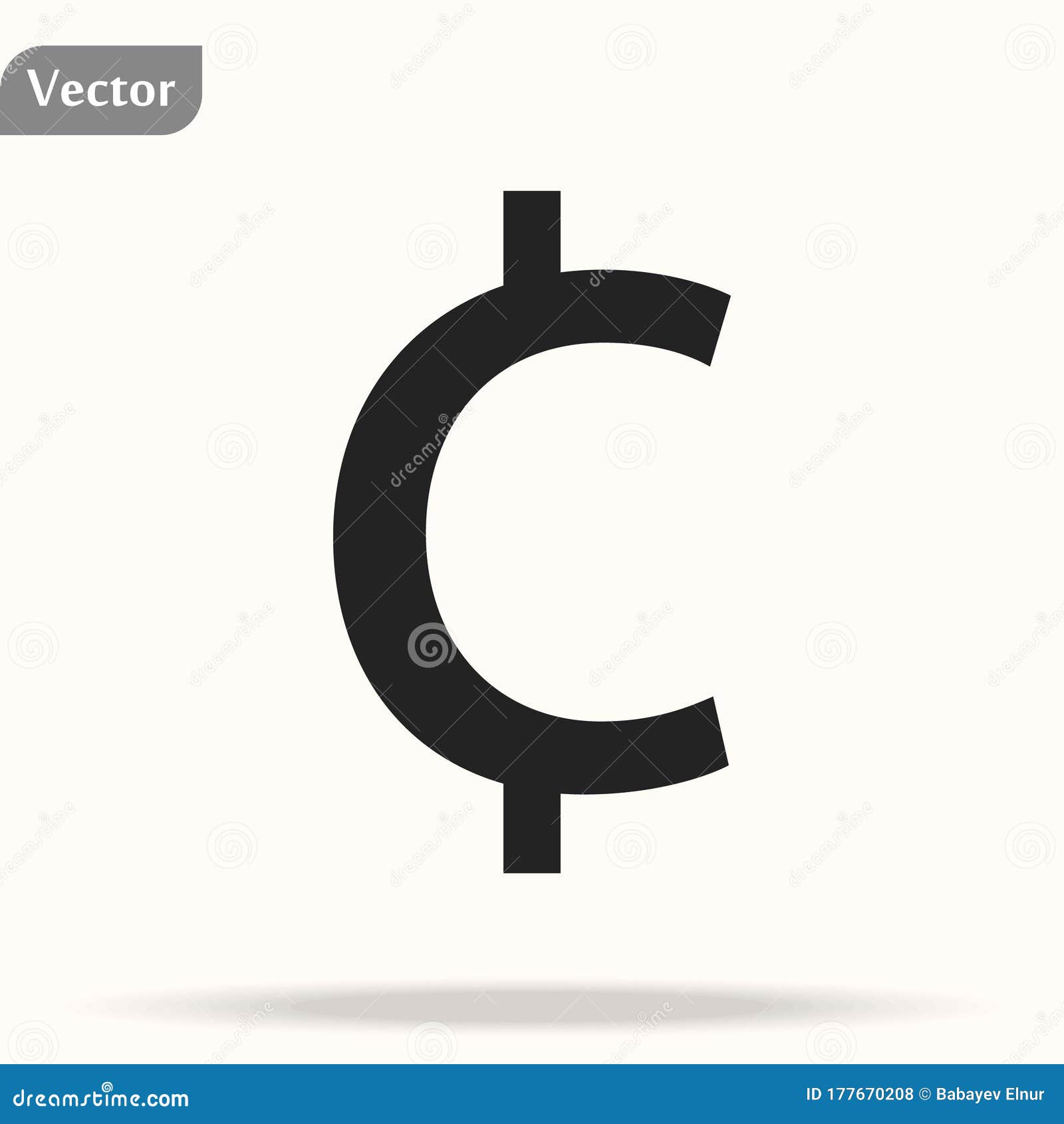 Cent Vector Icon. Style is Flat Black Symbol on White Background. Eps10 ...