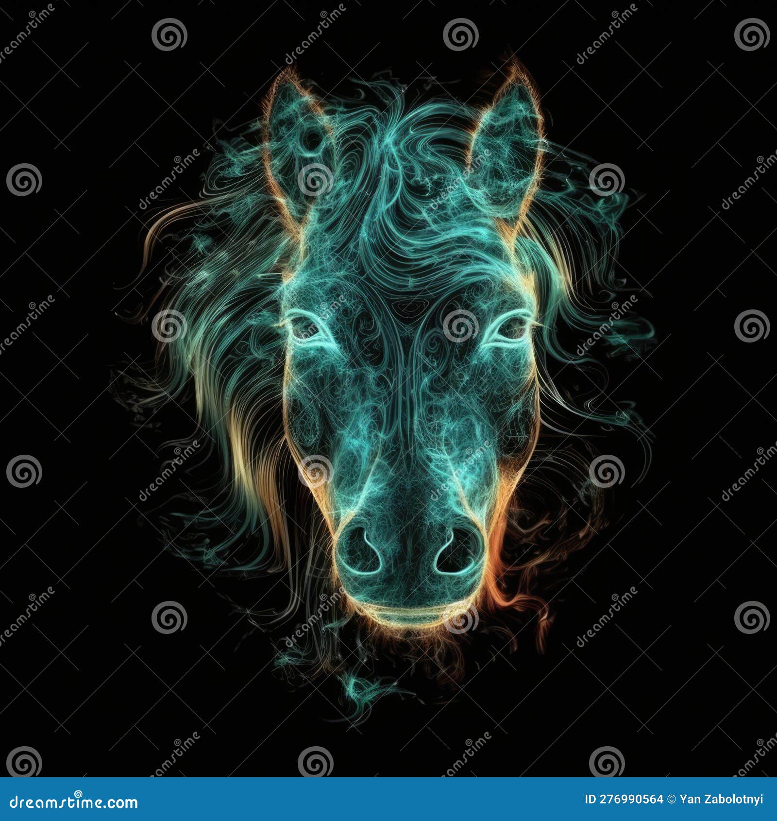 Centaur Face Shape in Fire on Black Background. Generative AI Stock ...