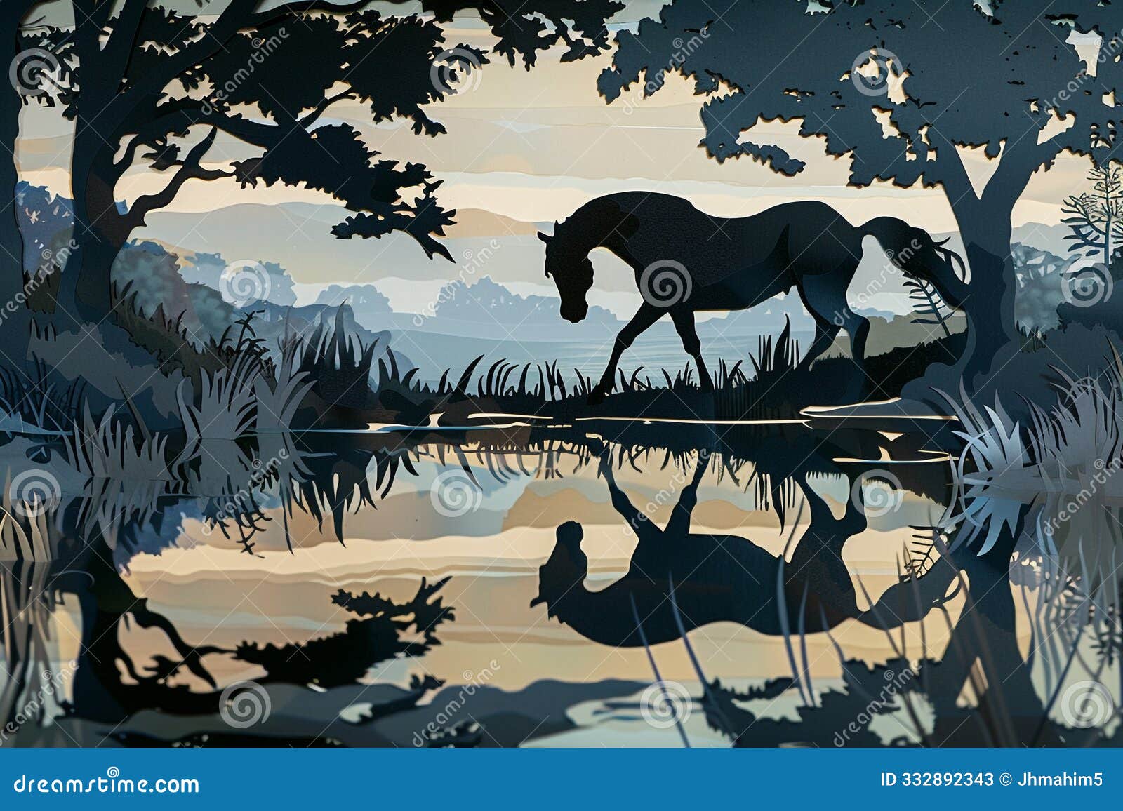 Centaur by the Lakeside a Reflective Paper Cut Artwork Capturing the ...