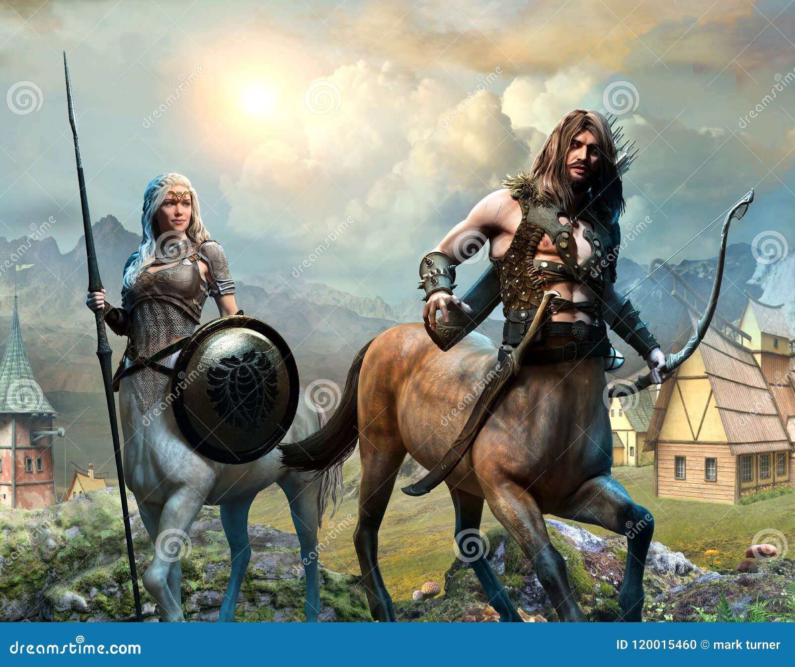 Centaur Scene 3D Illustration Stock Illustration - Illustration of tale ...