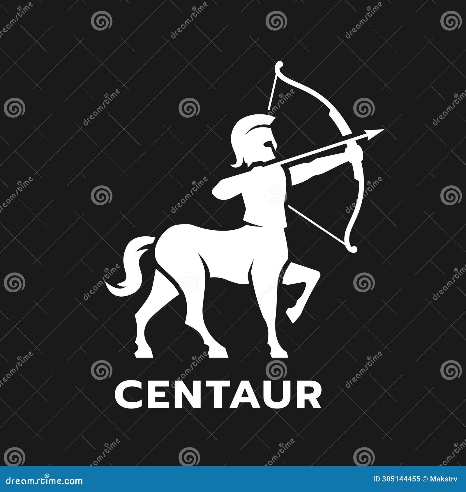 Centaur shoots a bow logo. stock vector. Illustration of legend - 305144455