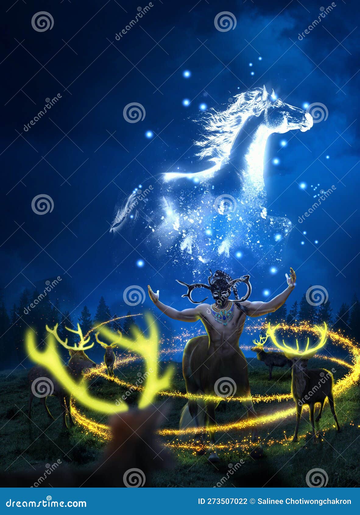 A Centaur Warrior , Dark Magic Ritual , Wizards is Casting Spells Stock ...