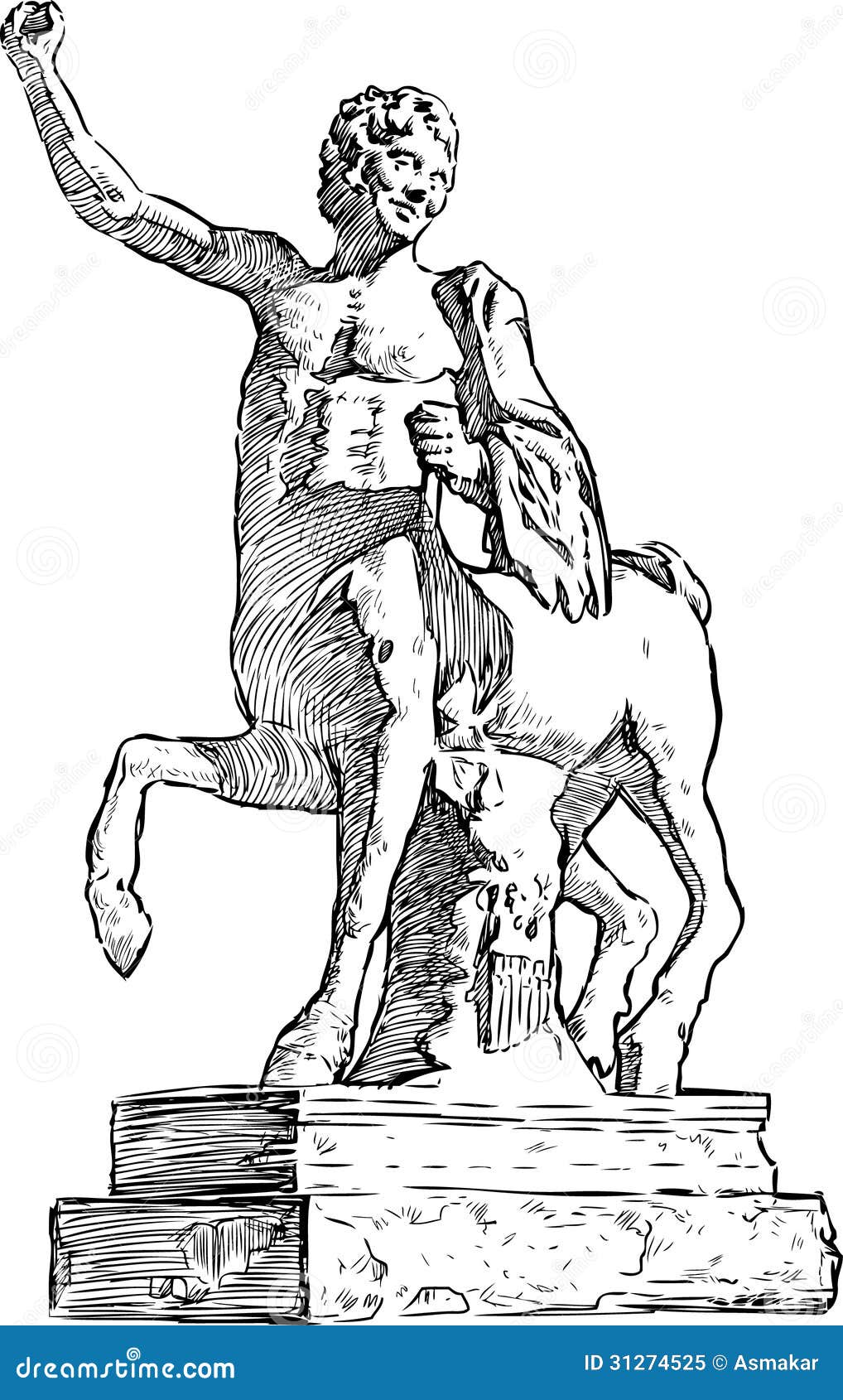 Centauro ilustración del vector. Ilustración de escultura - 31274525