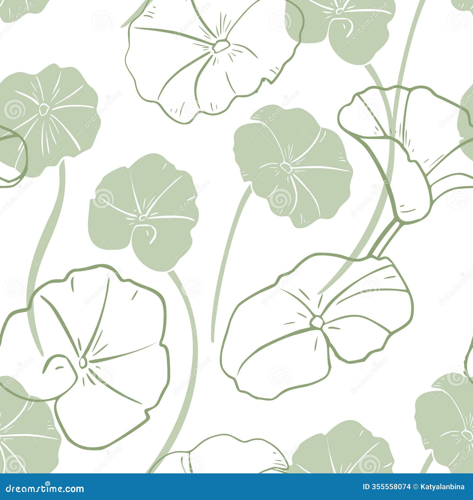 Centella Asiatica Plants On Driftwood Black White Vector Illustration ...