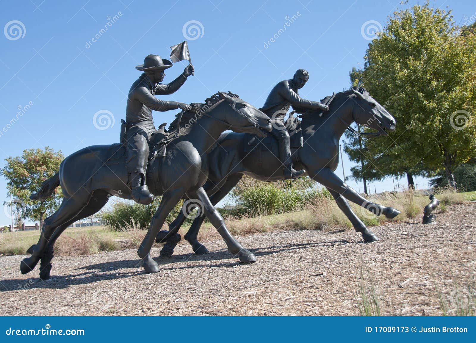 Centennial Land Run Monument Stock Image - Image of downtown, bronze ...