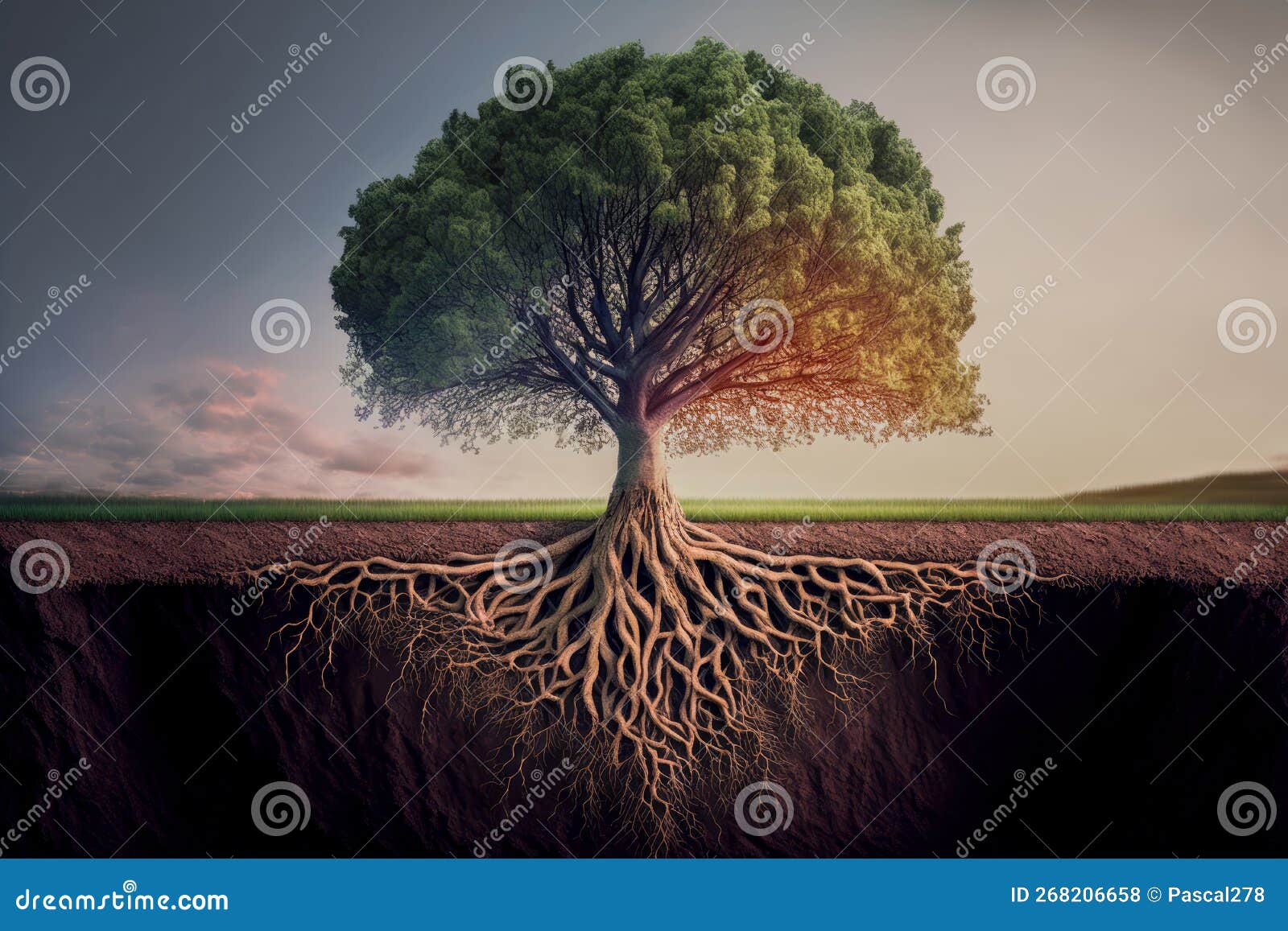 Centennial Tree with Visible Roots, Symbolizes the Strength of the ...