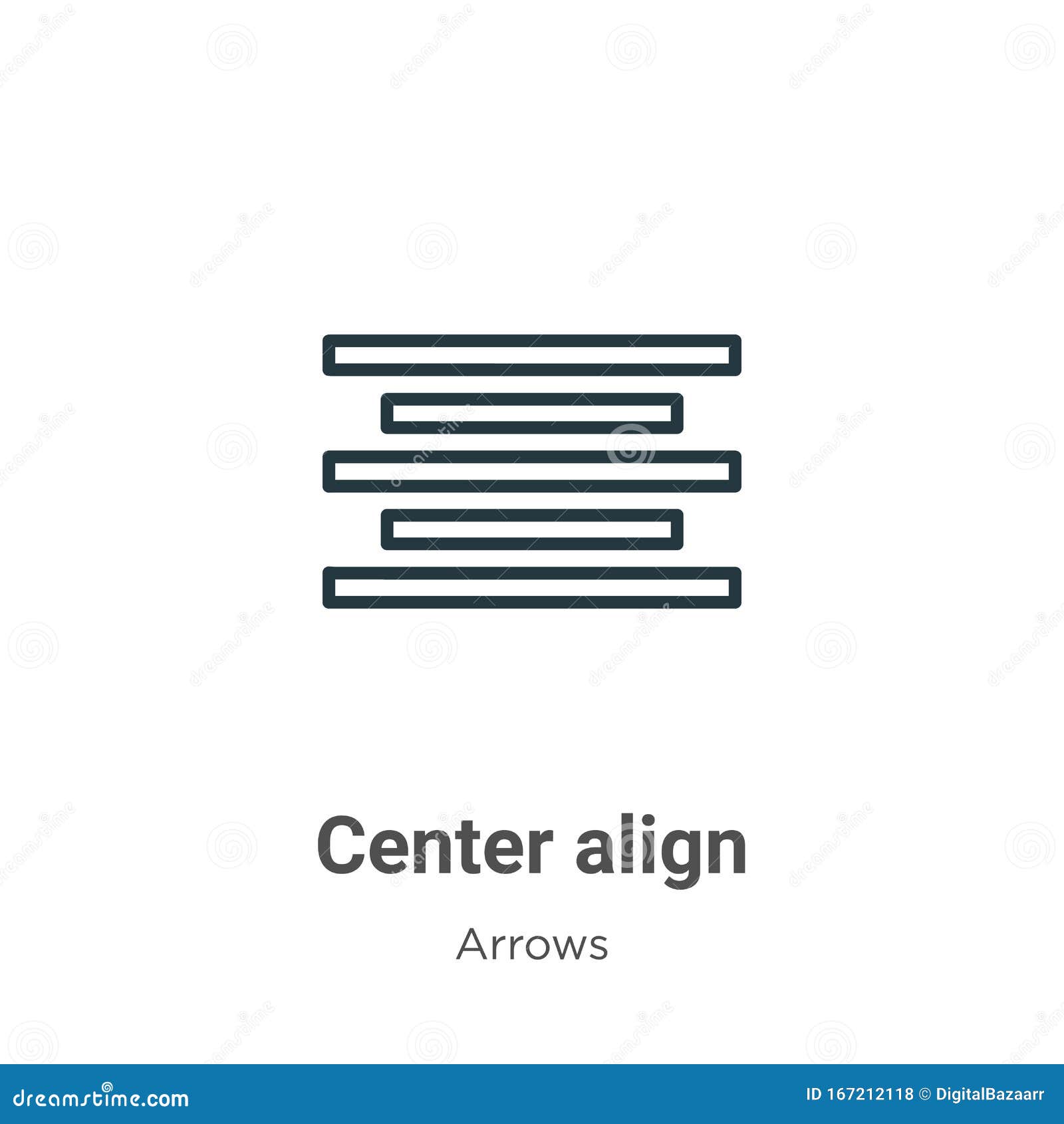 Center Align Outline Vector Icon. Thin Line Black Center Align Icon ...