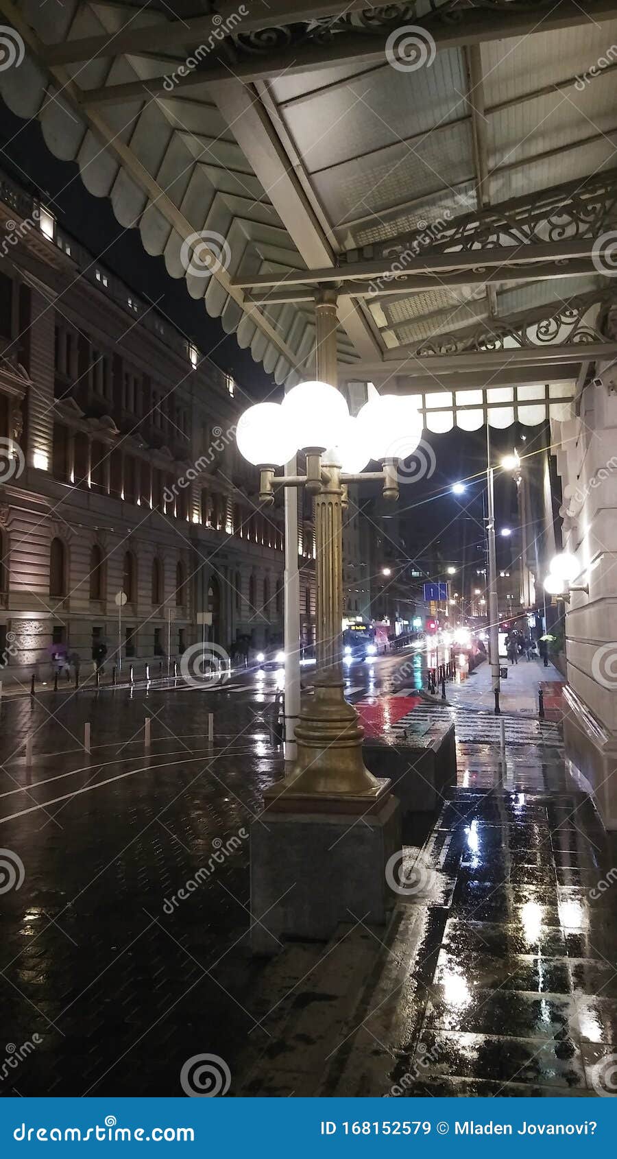 Center of Belgrade, on a Cold Rainy Night. Editorial Stock Image ...