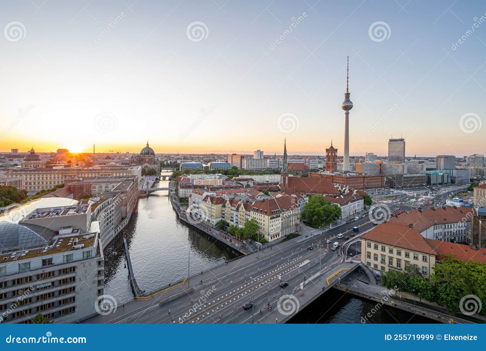 The Center of Berlin at Sunset Stock Image - Image of round ...