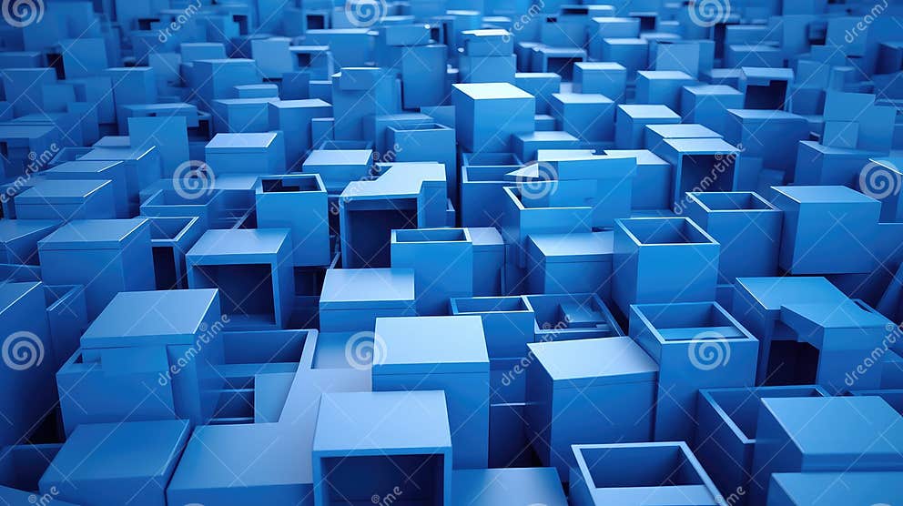 Center Blue Boxes Background Stock Illustration - Illustration of ...