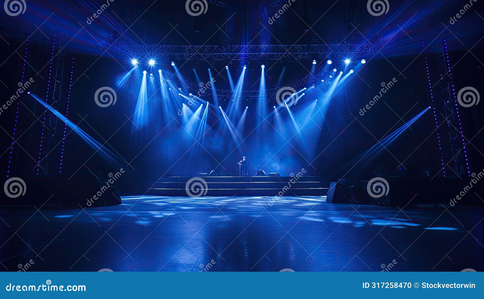 Center blue stage lighting stock illustration. Illustration of moody ...