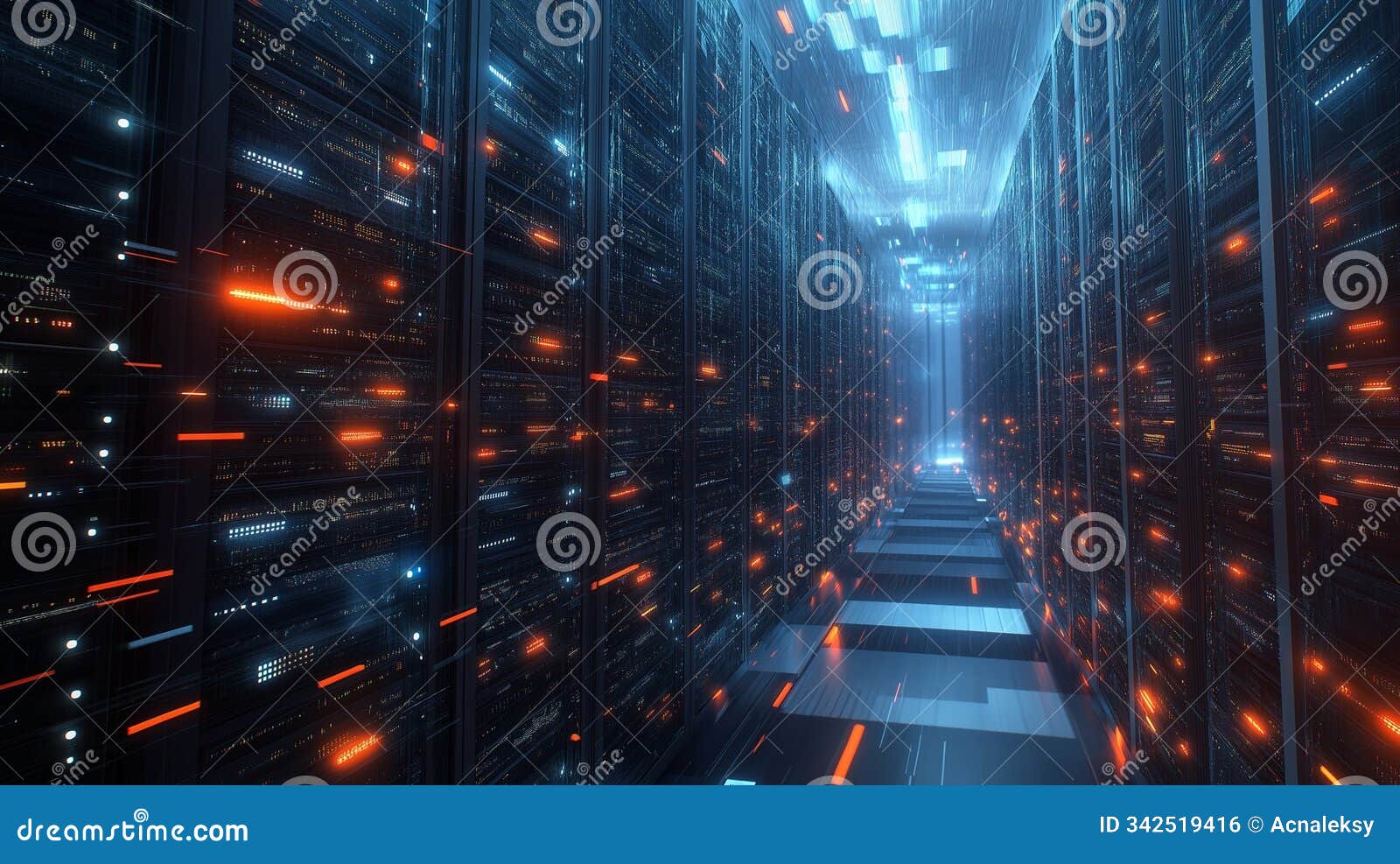 The Huge Data Center Server Room Cloud Services Royalty-Free Stock ...