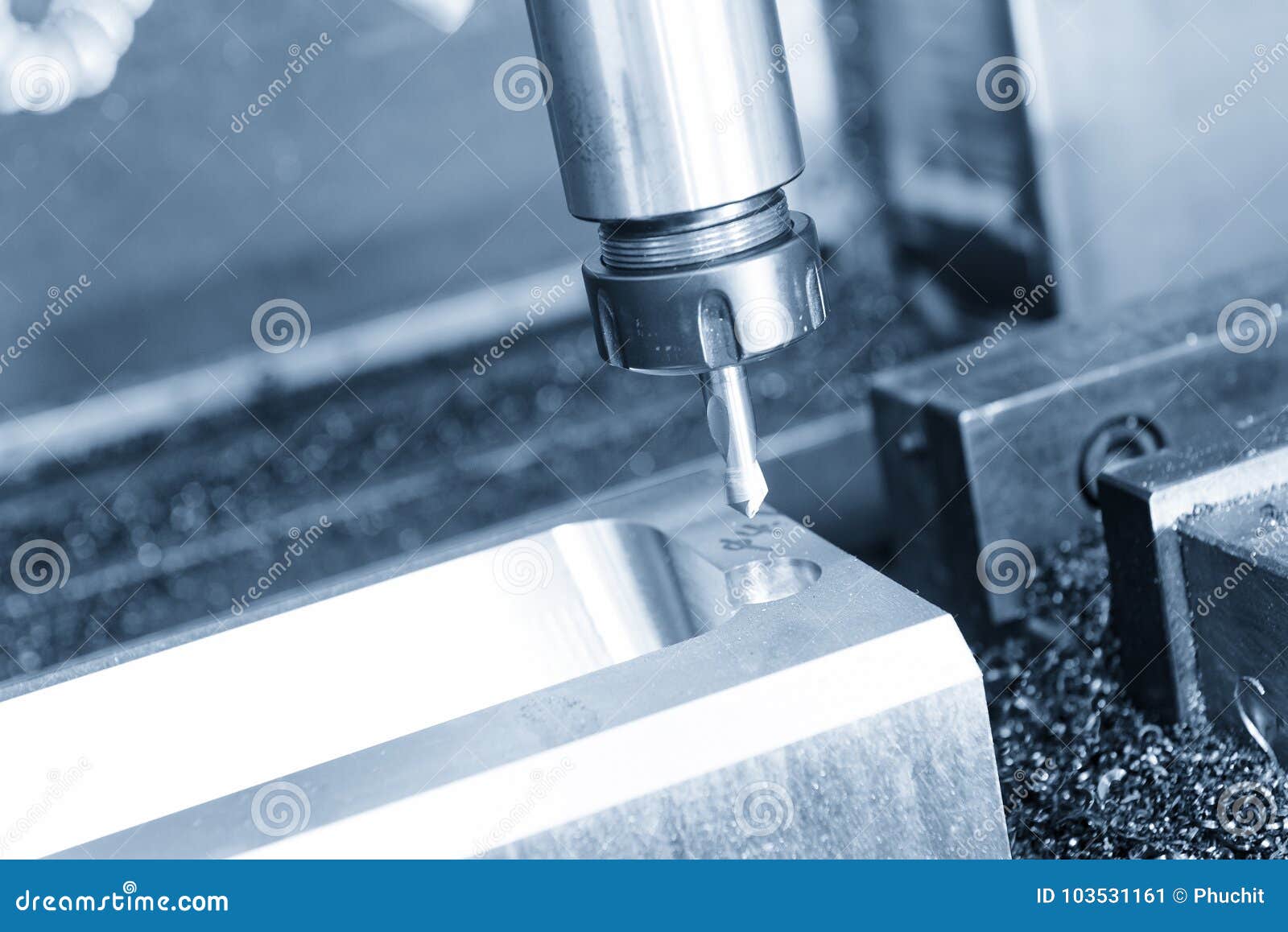 The Center Drill Tool on the CNC Milling Machine Stock Image - Image of ...